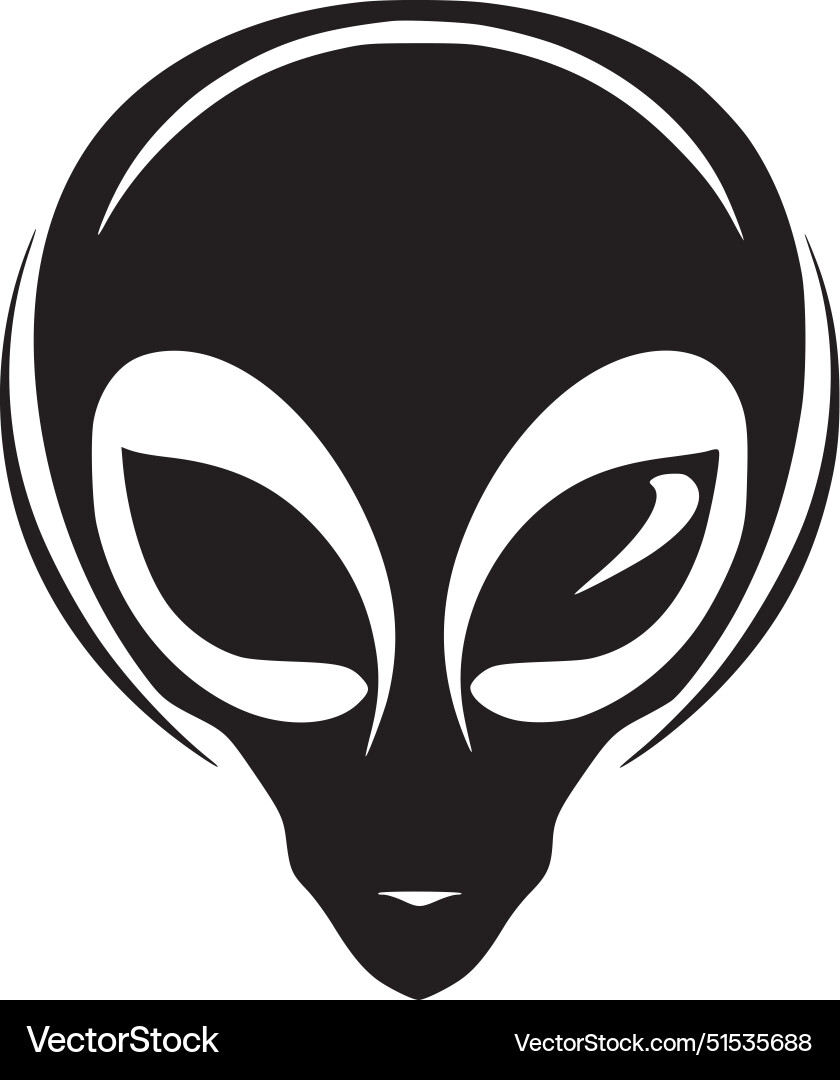 Alien - black and white Royalty Free Vector Image