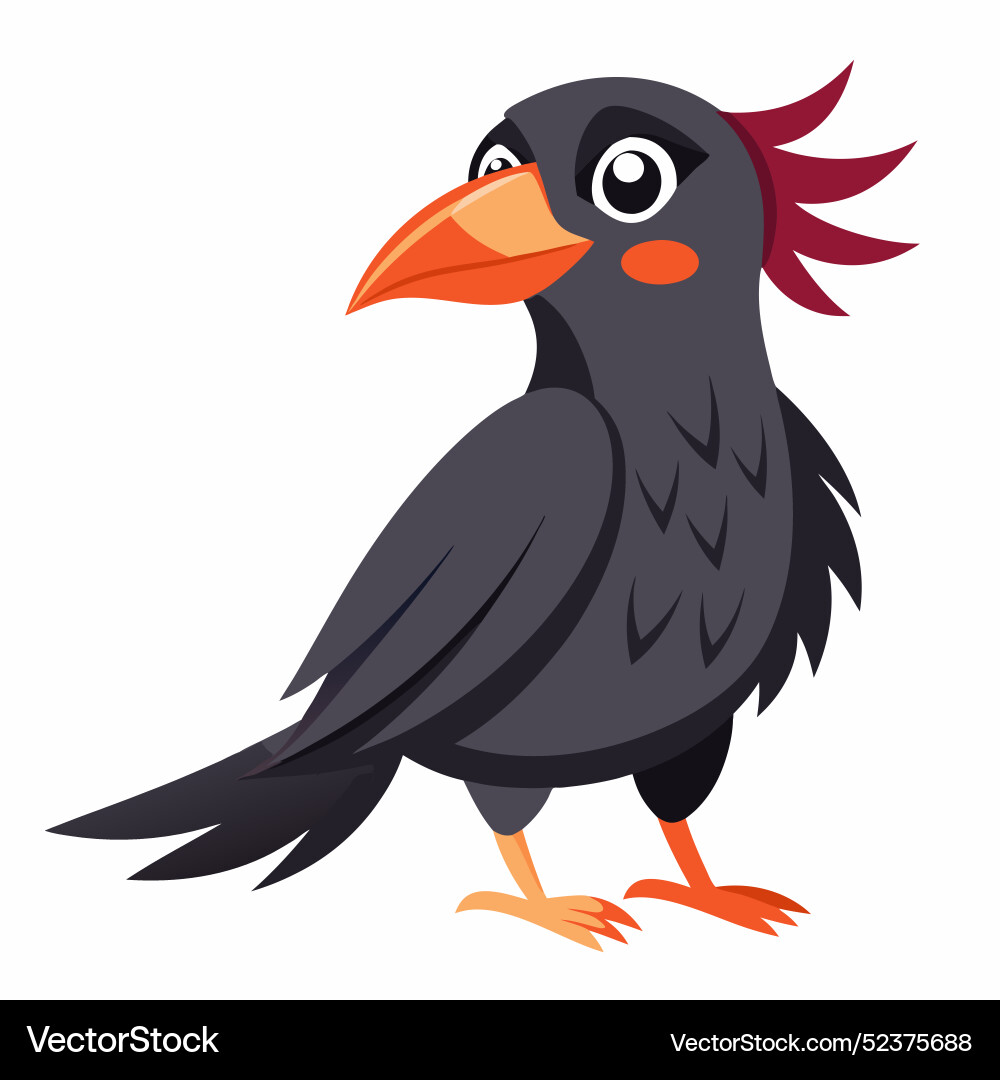 Chough bird laughs kawaii Royalty Free Vector Image
