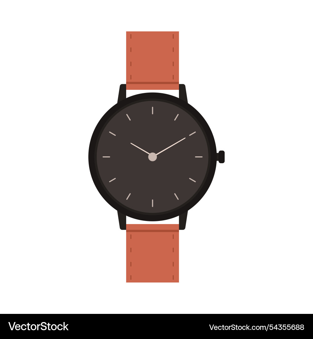 Classic analog wristwatch with round dial Vector Image
