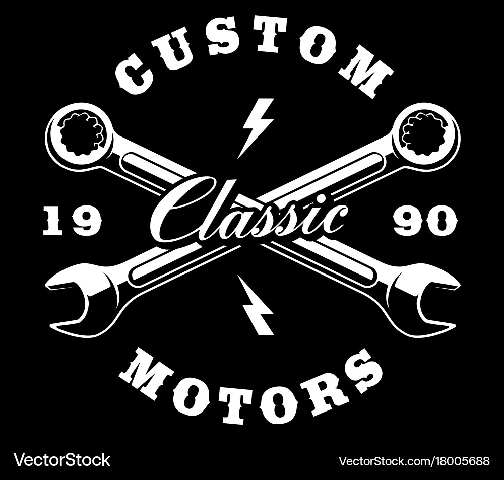 Crossed wrenches on dark background Royalty Free Vector