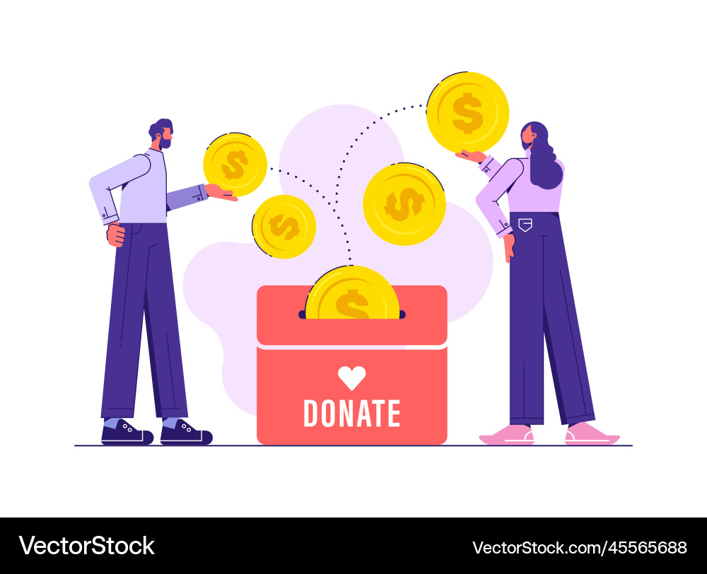 Donation and funding flat concept Royalty Free Vector Image