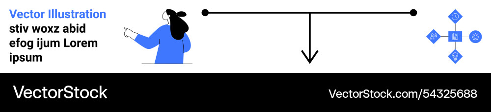 Person pointing at center aligned lines Royalty Free Vector