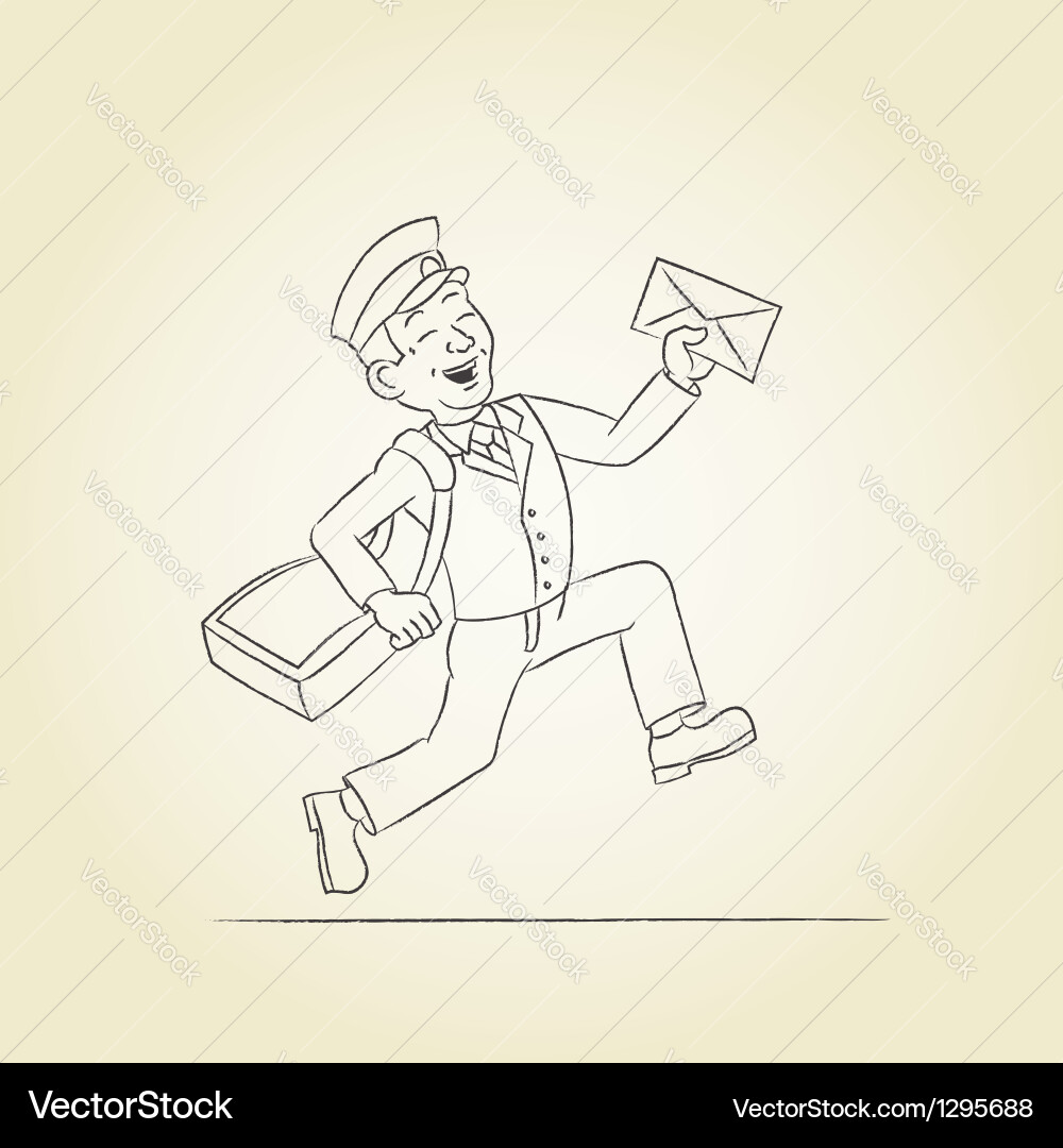 Postman sketch Royalty Free Vector Image - VectorStock