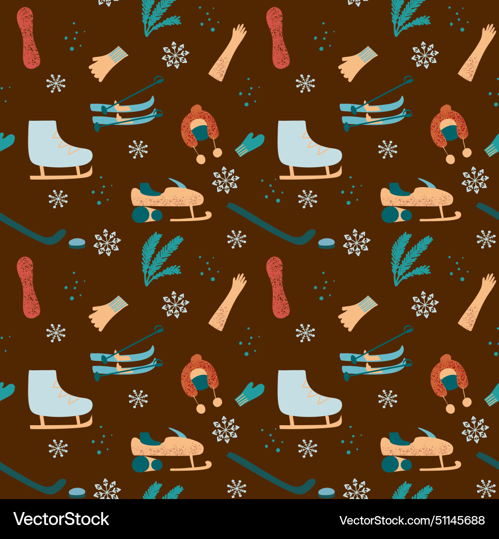 Seamless pattern with winter outdoor activity Vector Image