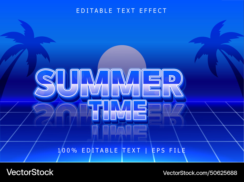 Summer time editable text effect 3 dimension Vector Image