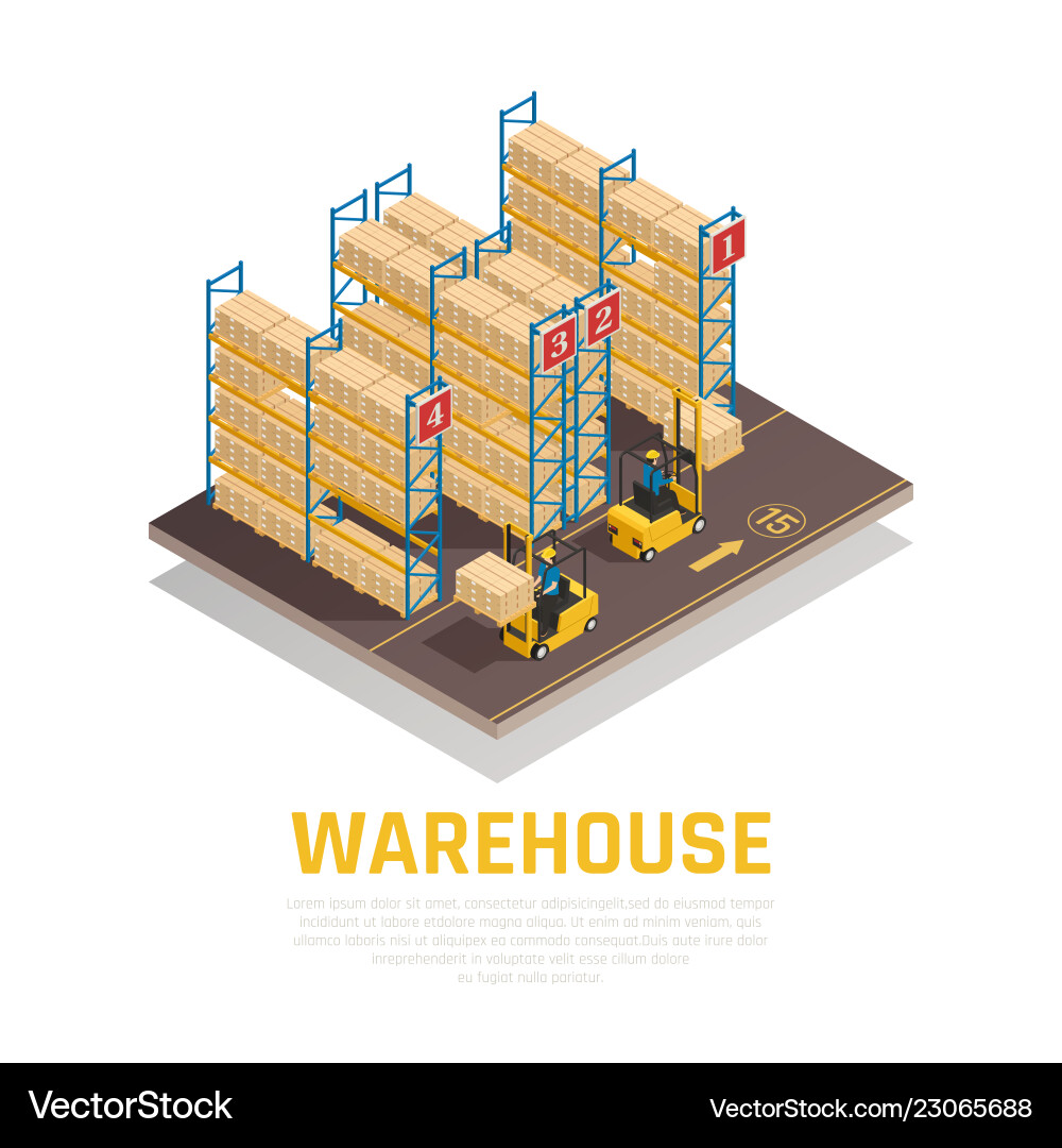 Warehouse isometric composition Royalty Free Vector Image