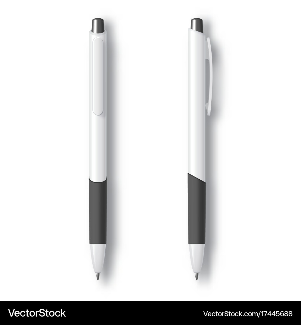 White realistic set pen Royalty Free Vector Image