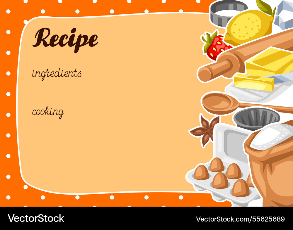 Background with bakery utensils cooking tools for Vector Image