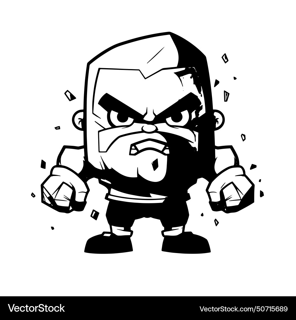 Cartoon stone character black and white Royalty Free Vector