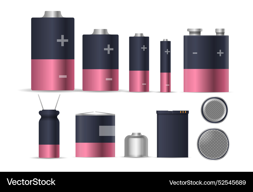Different types of batteries and accumulators Vector Image