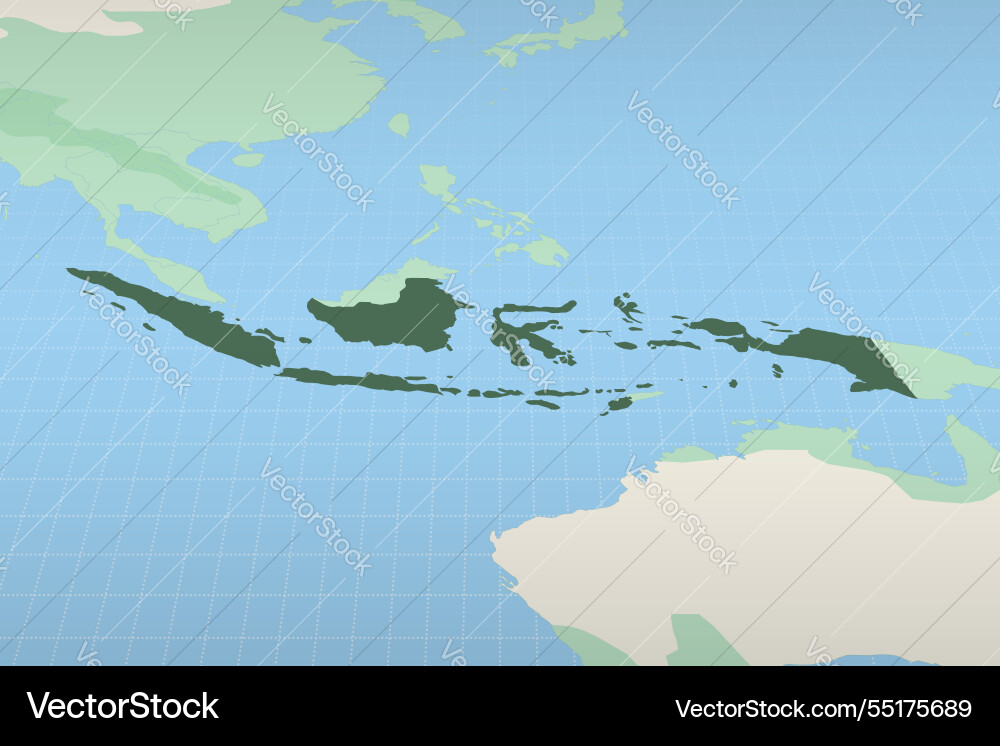 Indonesia highlighted on a detailed map Royalty Free Vector