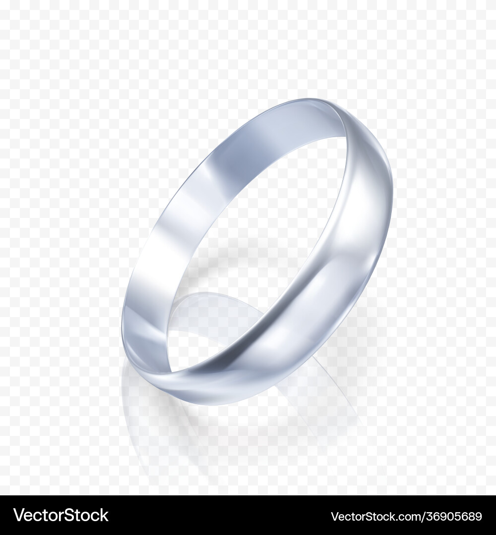 Realistic ring from white gold or silver 3d Vector Image