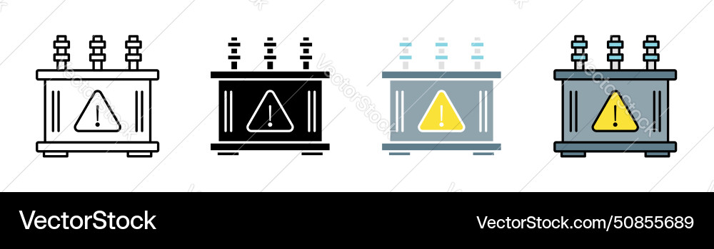 Transformer icon set power substation electric Vector Image