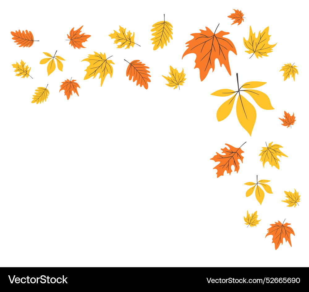 Autumn leaves corner decorative natural fall Vector Image