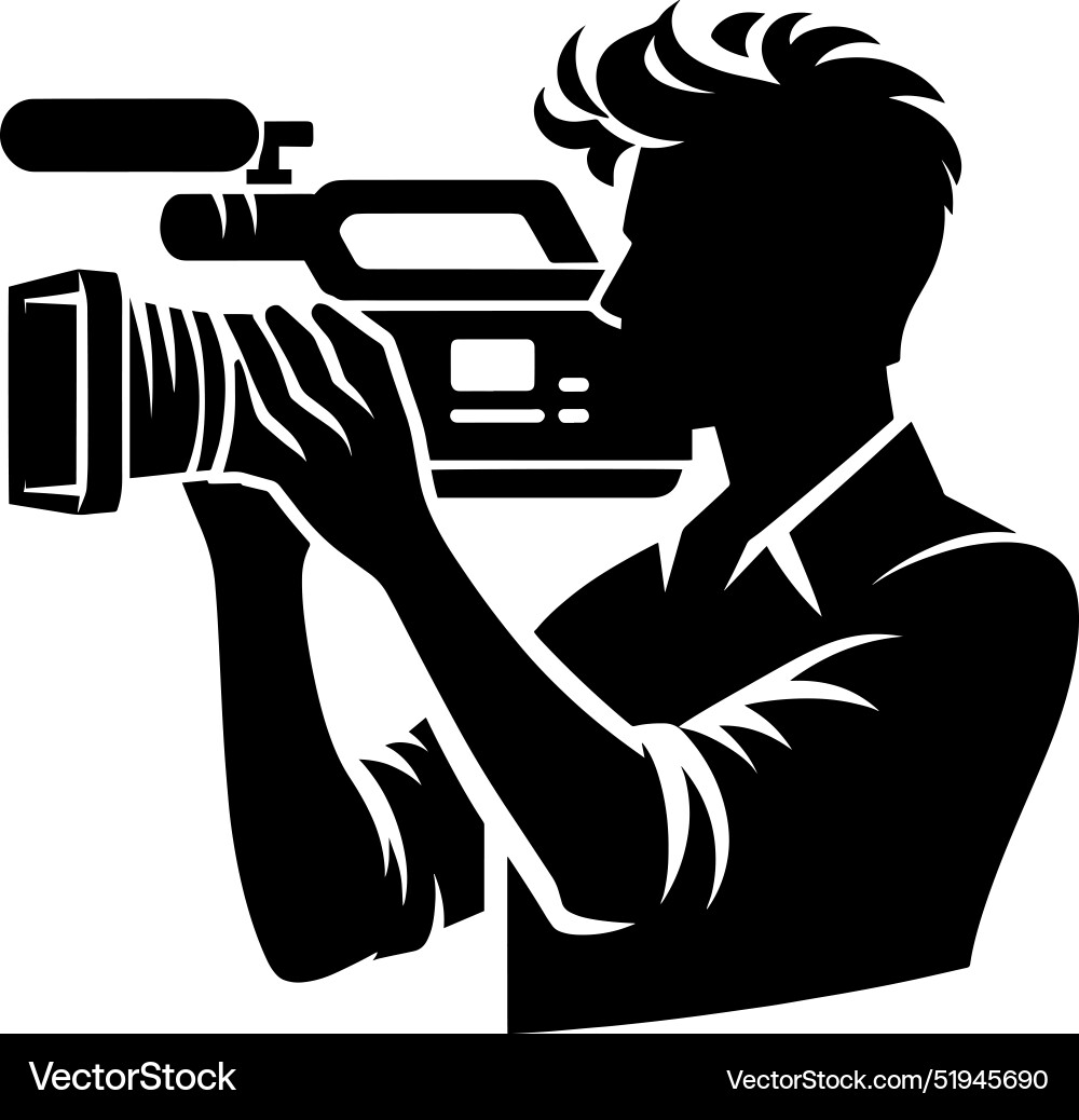 Cameraman silhouette isolated on a white Vector Image