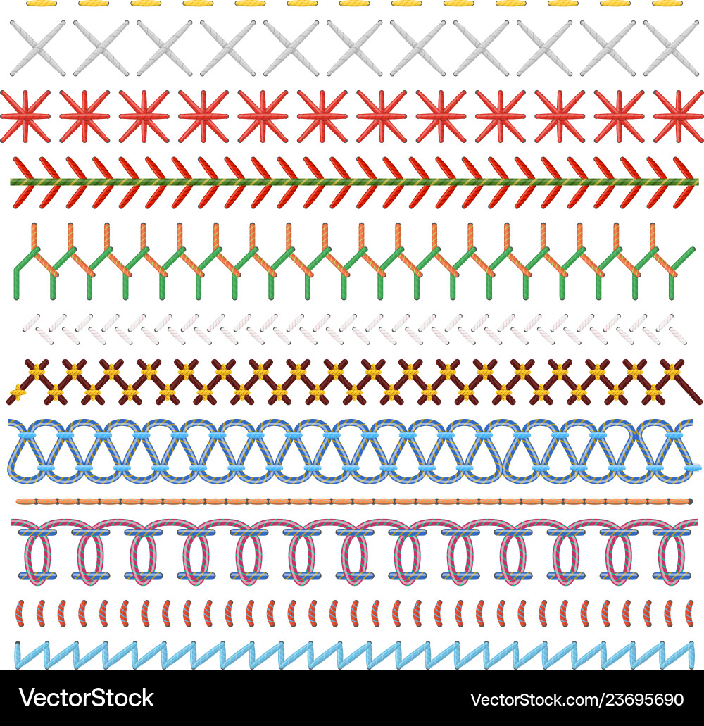 Colorful Sewing Stitch Pattern Royalty Free Vector Image