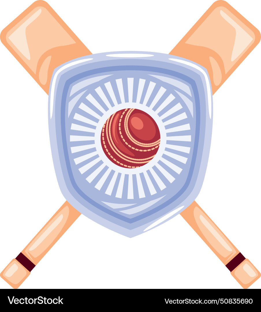 Cricket league shield Royalty Free Vector Image