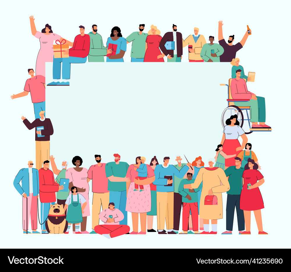 Crowd of different people standing together Vector Image