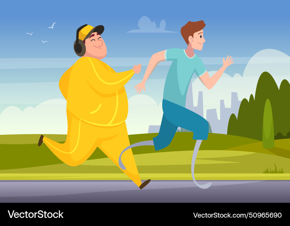 Disabled people running fat and disabled Vector Image
