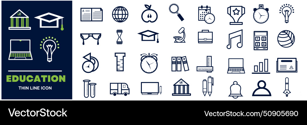 Education line icon collection Royalty Free Vector Image