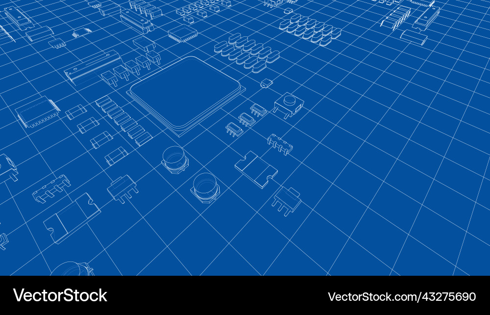 Electric circuit board various chips Royalty Free Vector