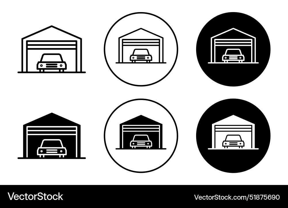Garage icon outline flat Royalty Free Vector Image