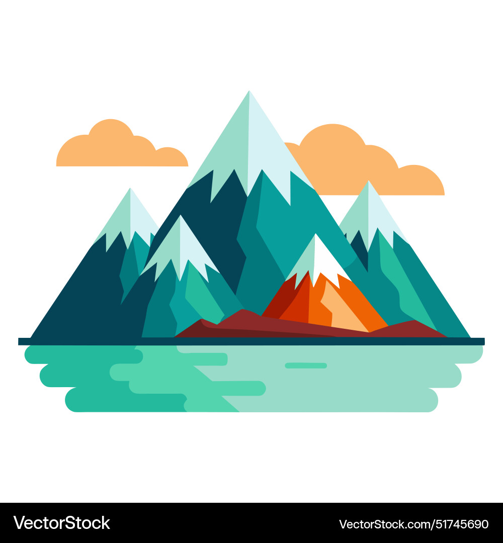 Mountain under water minimal flat on white Vector Image