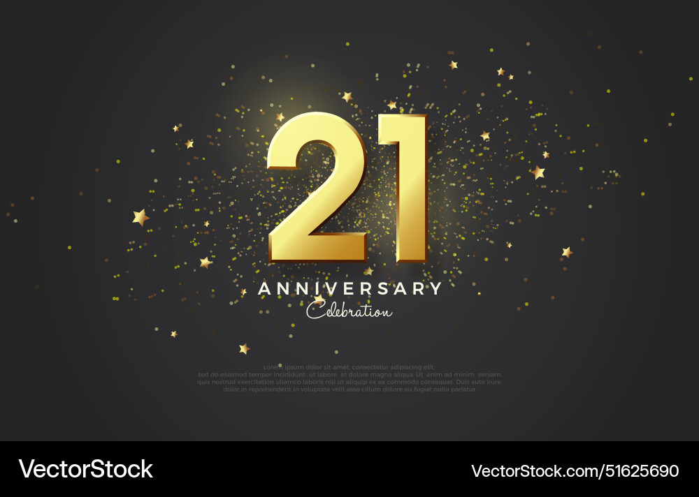 Number 21 background in shiny gold color Vector Image