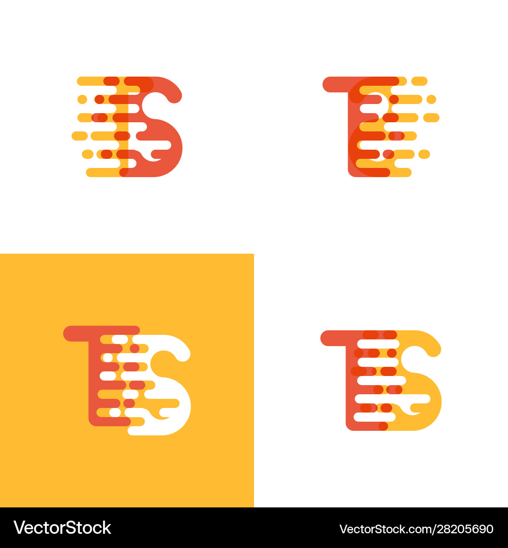 Ts Buchstaben Logo mit Akzent Geschwindigkeit weich orange