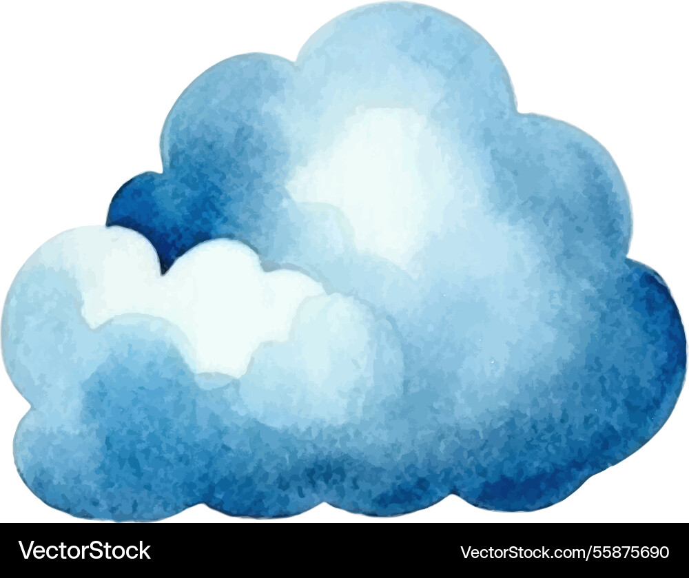 Watercolor painted cloud hand drawn design Vector Image