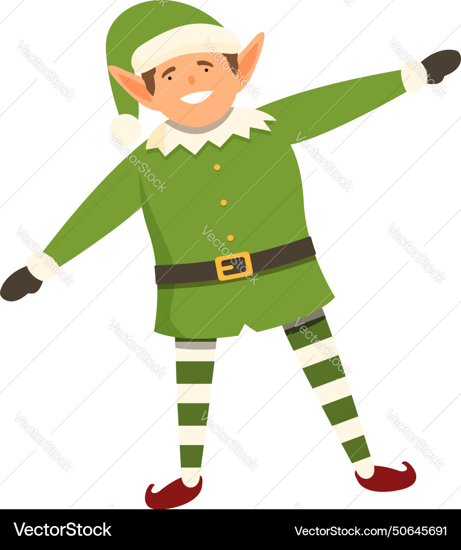 Dancing happy elf icon cartoon christmas Vector Image