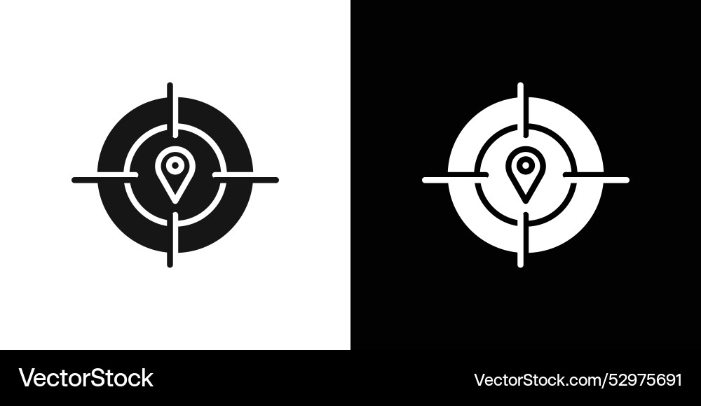 Geo targeting icon black line art logo set Vector Image