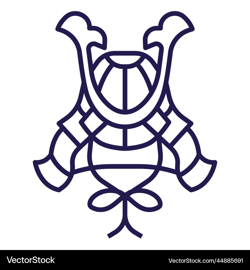 Japan samurai warrior helmet icon in line art Vector Image