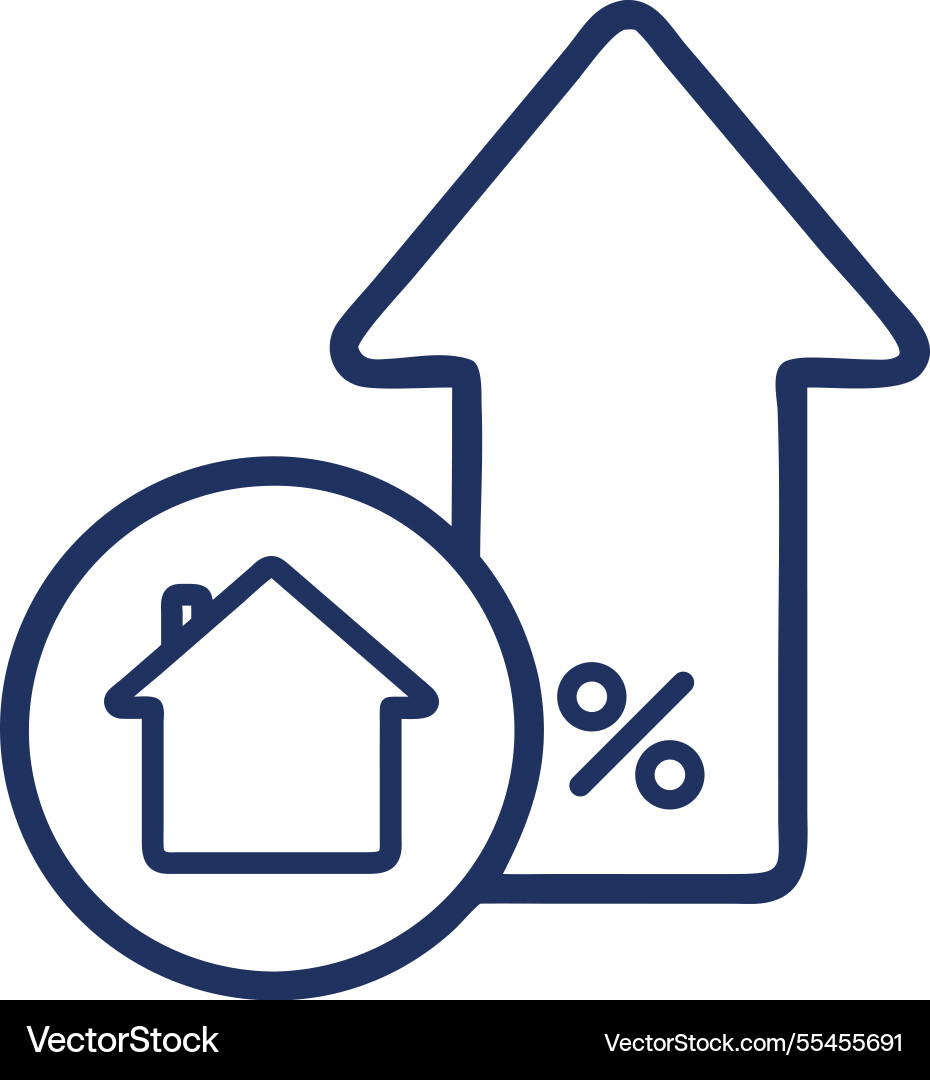Mortgage rate growth icon Royalty Free Vector Image