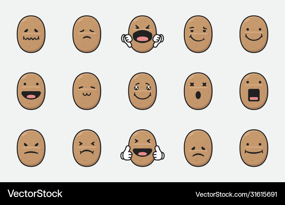 Potato emoticon set Royalty Free Vector Image - VectorStock