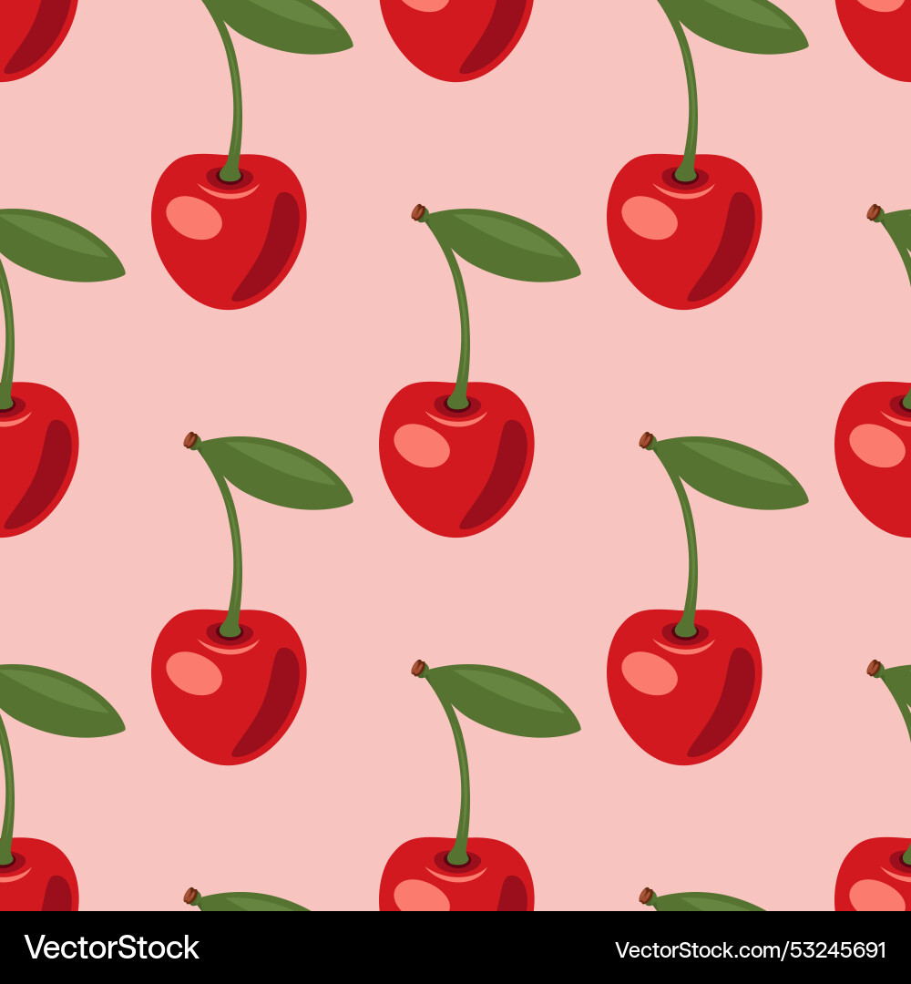 Seamless pattern with adorable cherry Royalty Free Vector