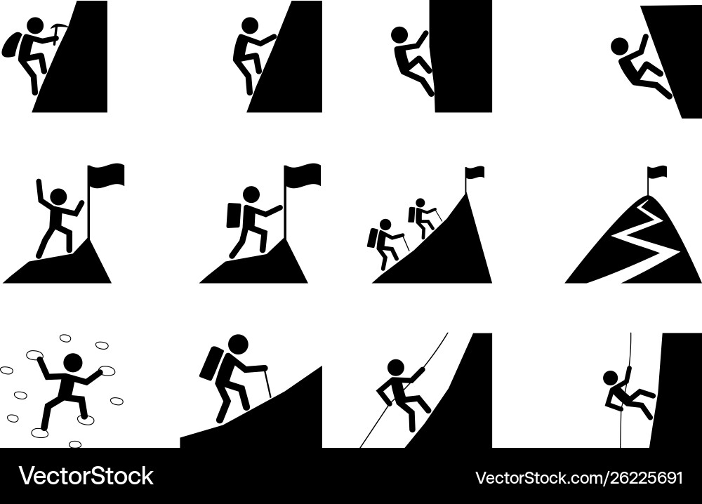 Set hiking and climbing icon art Royalty Free Vector Image