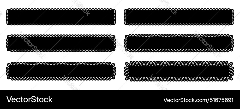 Set Of Long Rectangle Forms With Wavy Borders Vector Image
