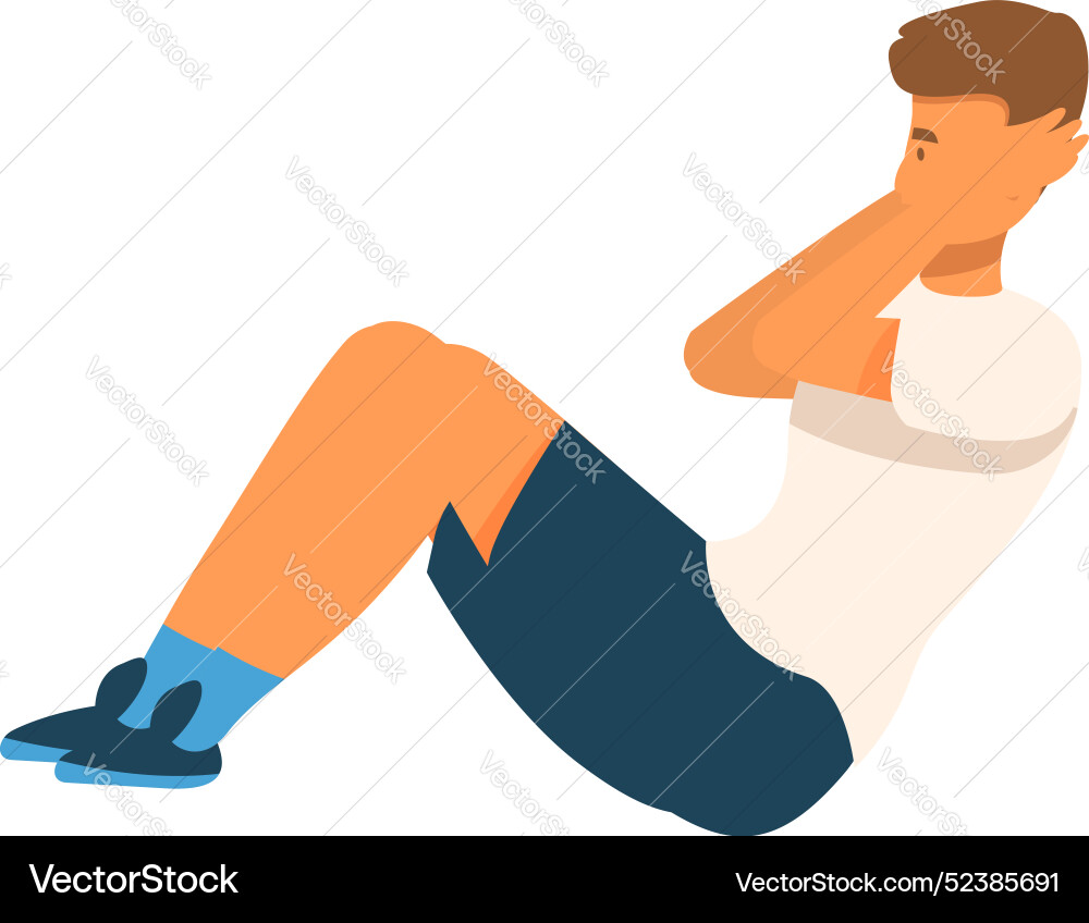 Young man doing crunch exercise for abdominal Vector Image