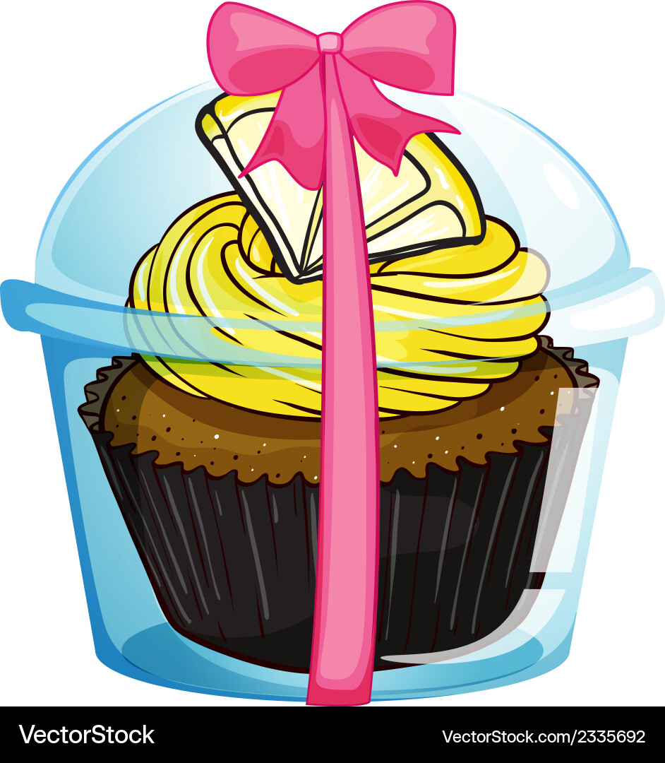 A cupcake with yellow icing Royalty Free Vector Image
