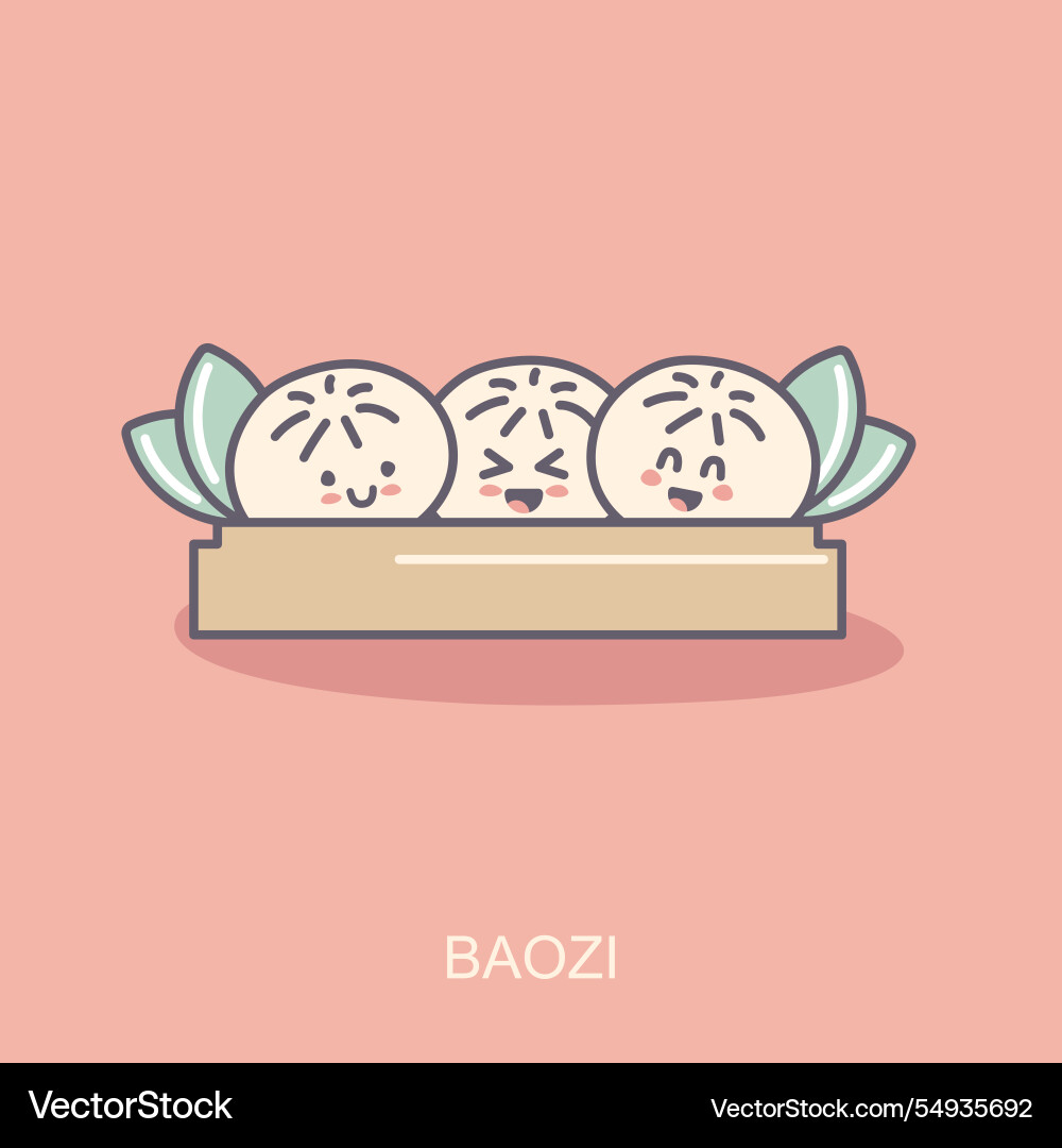 Baozi dumpling dim sum food element bao bun Vector Image