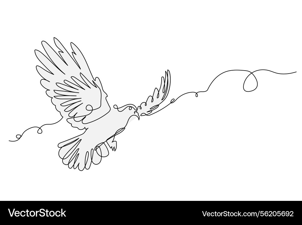 Bird in flight line drawing Royalty Free Vector Image