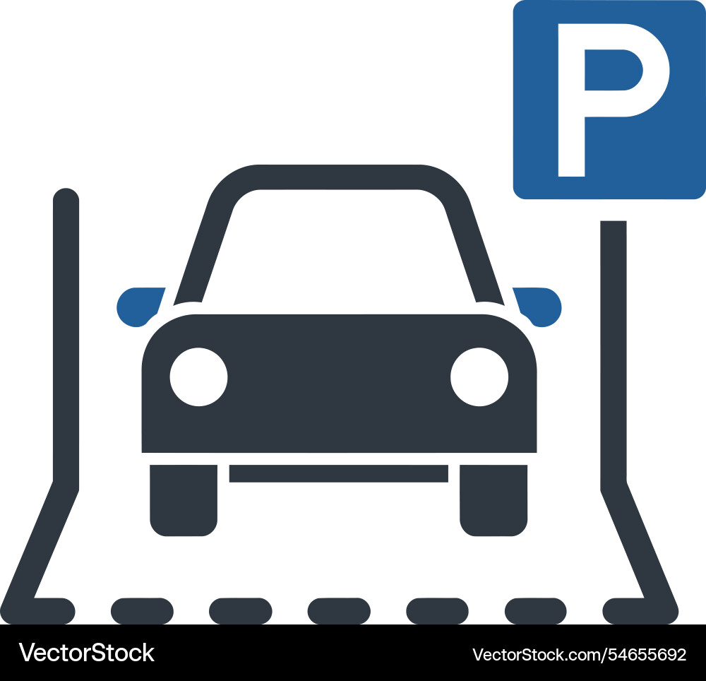 Car parked with sign icon Royalty Free Vector Image