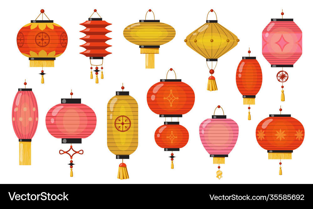 Chinese lamps set Royalty Free Vector Image - VectorStock