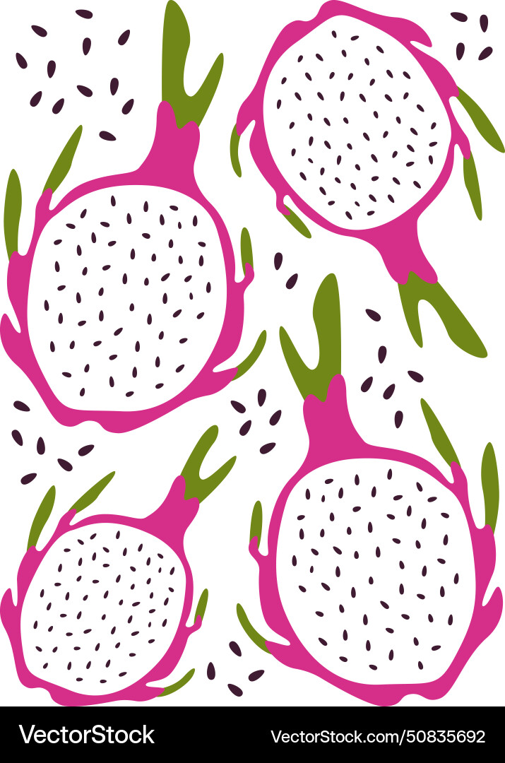 Dragon fruits pattern background Royalty Free Vector Image