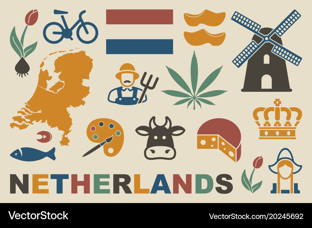Dutch Heritage Symbols Royalty Free Vector Image