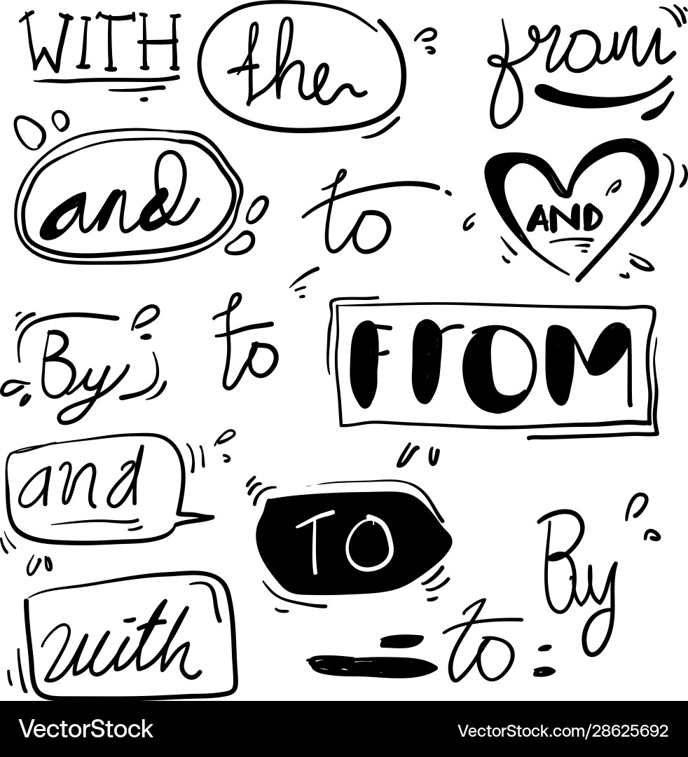 Hand drawn design elements set words withfrom Vector Image