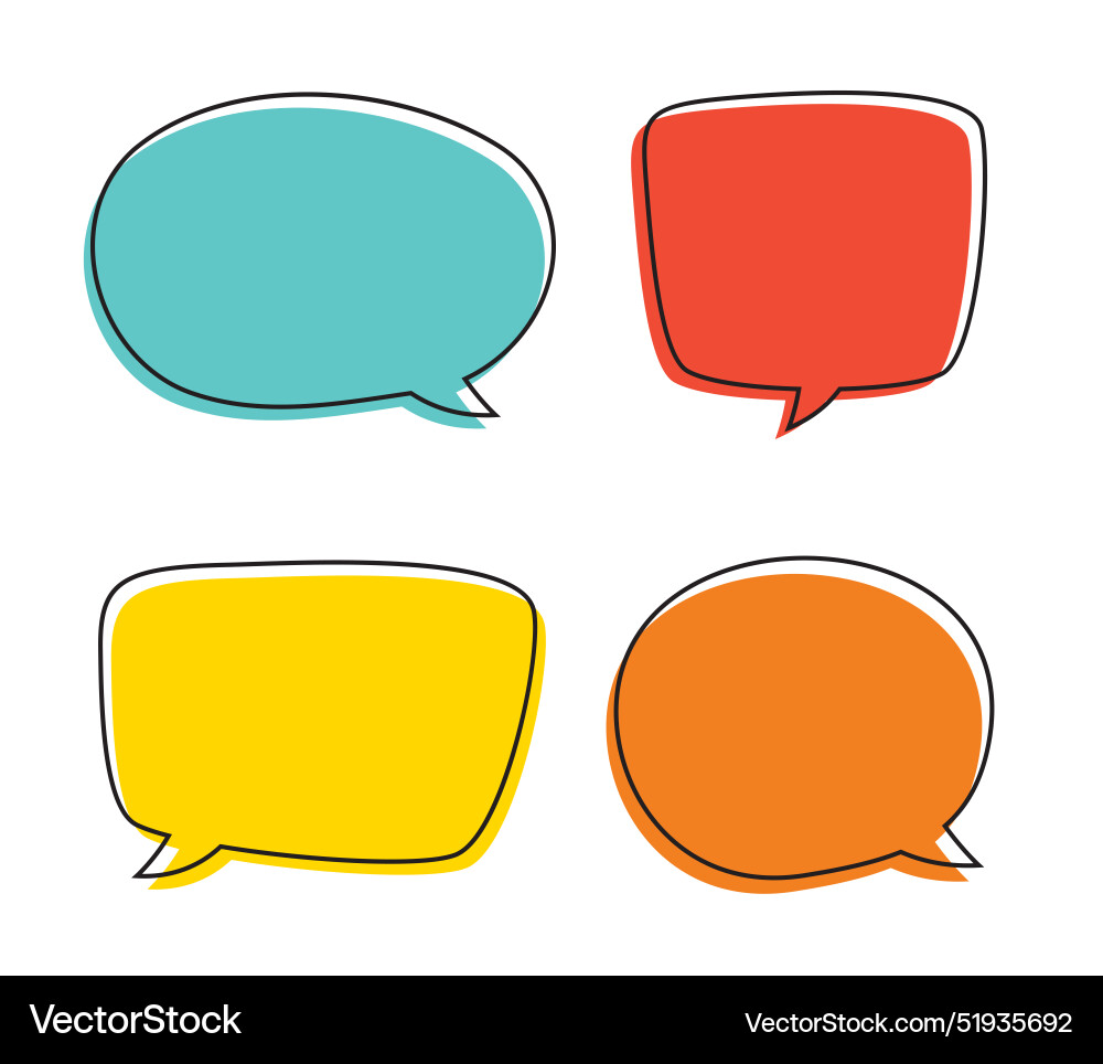 Speech symbol talk and thinking hand drawn style Vector Image