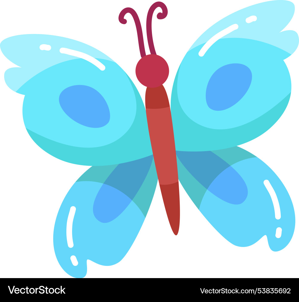 This beautiful blue butterfly features striking Vector Image