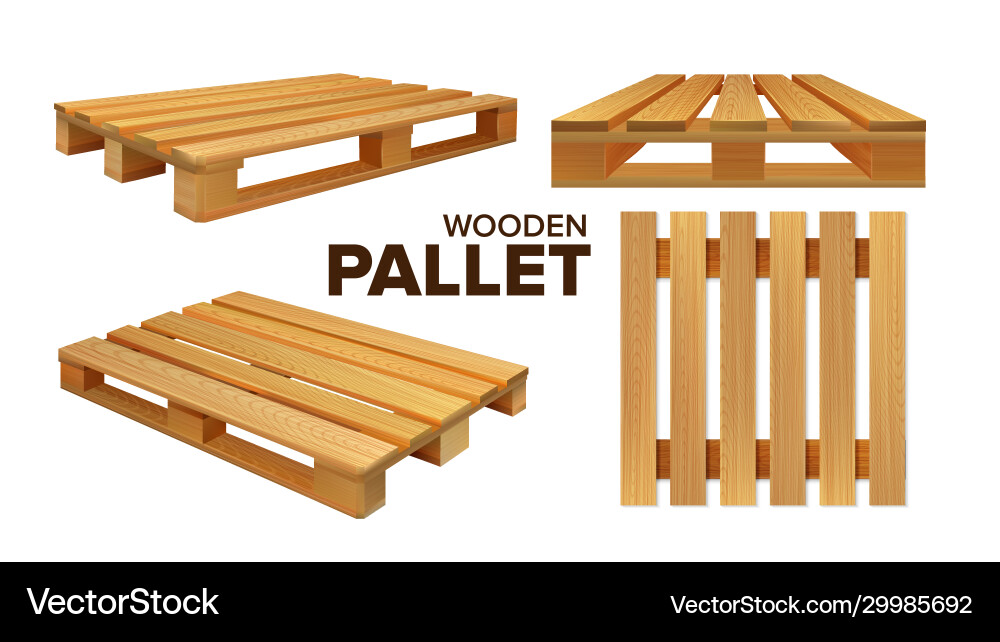 Wooden pallet different size collection set Vector Image
